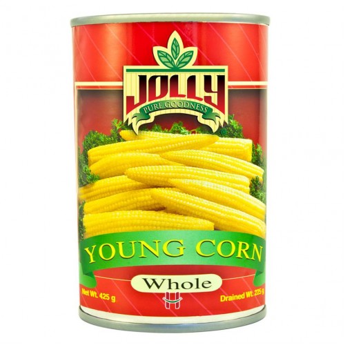 Jolly Young Corn, Whole 425g. | Dan & Liz Online Store