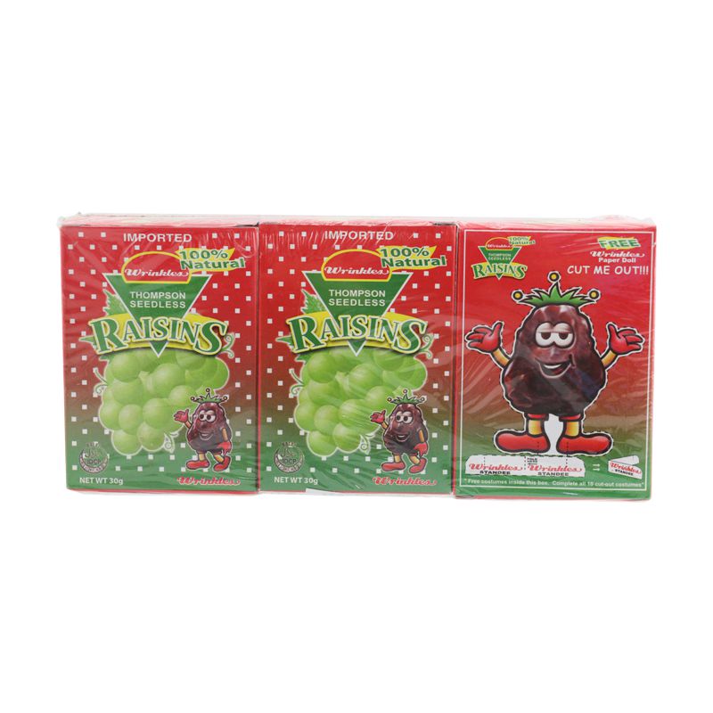 Wrinkles Thompson Seedless Raisins (30g x 6) | Dan & Liz Online Store